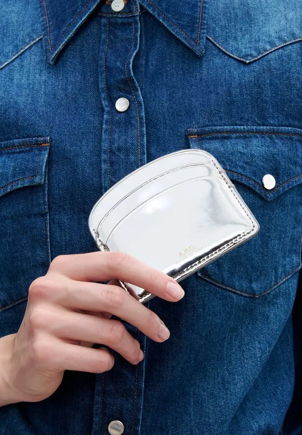 A.p.c. Demi-lune Cardholder One Size - Silvertone