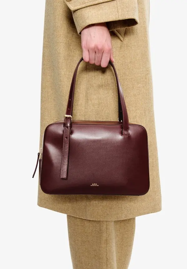 A.p.c. Virginie Box Bag Smooth Leather With Adjustable Straps - Red Wine