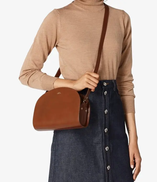 A.p.c. Demi-lune Bag In Smooth Vegetable-tanned Leather