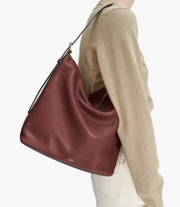 A.p.c. Vera Bag Grained Leather Shoulder Bag - Amarena Cherry