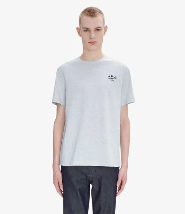 A.p.c. Rue Madame' Embroidered T-shirt - Light Grey