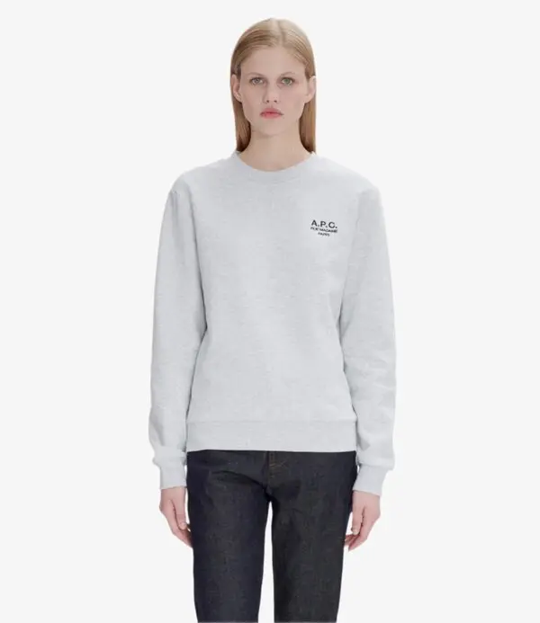 A.p.c. Crewneck Sweatshirt With Embroidered Logo - Light Grey