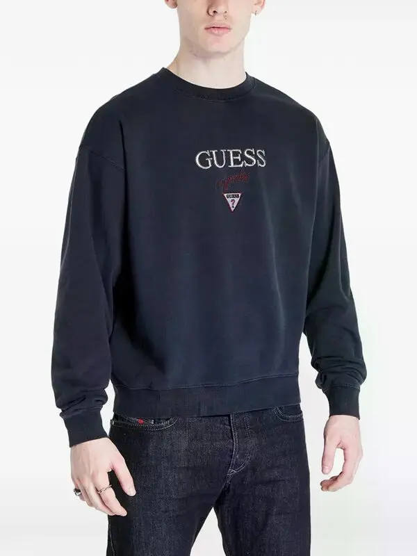 Guess Embroidered Crew Neck Sweater - Blue