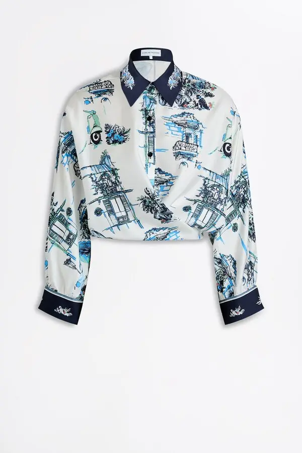Scanlan Theodore Silk Souvenir Shirt - Marine