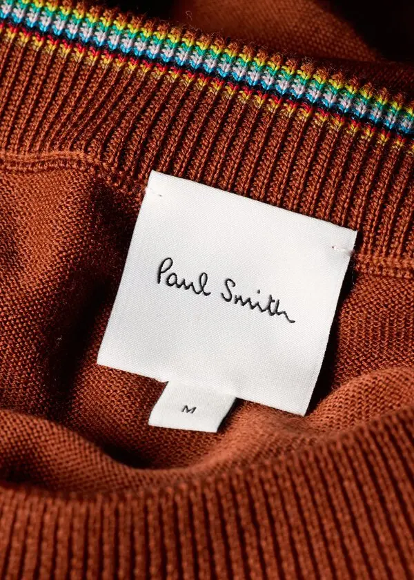 Paul Smith Rust Brown Washable Merino Wool Sweater