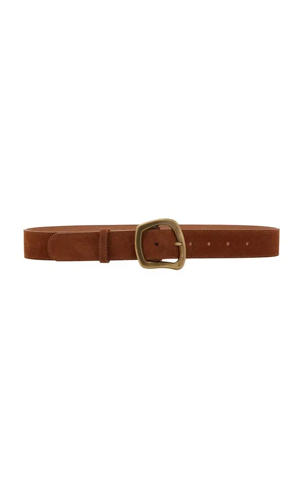 Gabriela Hearst Simone Medium Suede Belt With Sculptural Buckle - Brown