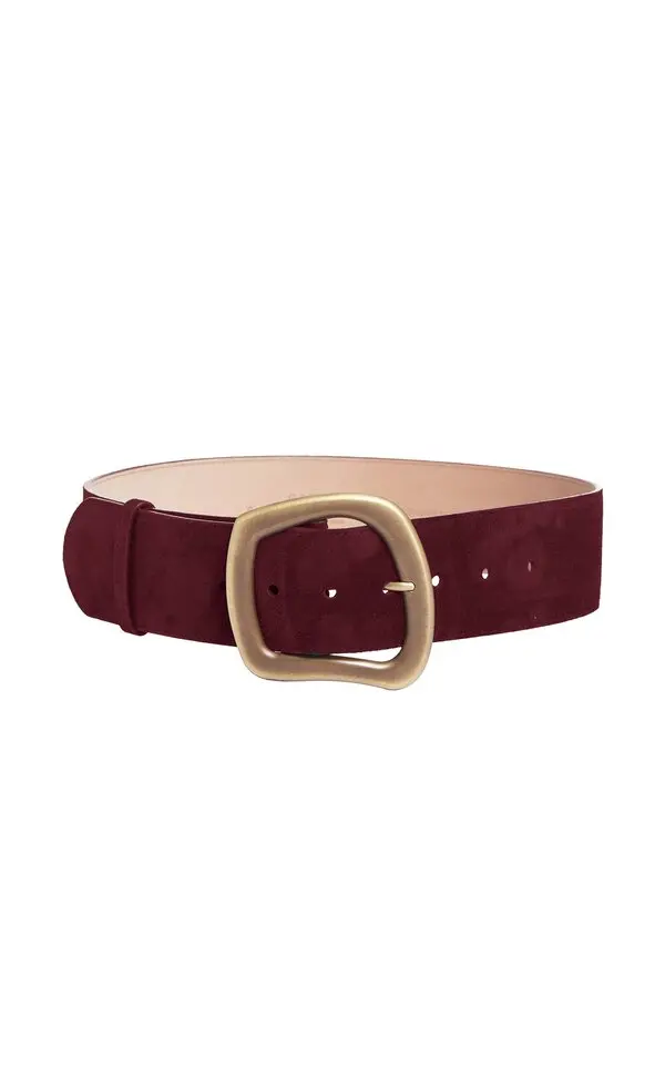 Gabriela Hearst Simone Medium Suede Belt With Sculptural Buckle - Burgundy