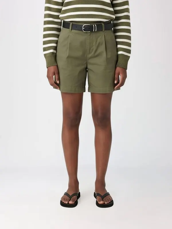 Closed Tailored Shorts With Belted Waist - Green