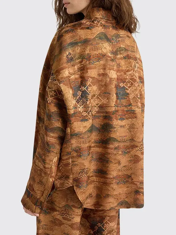 Momoni Printed Viscose And Silk Blend Shirt With French Collar