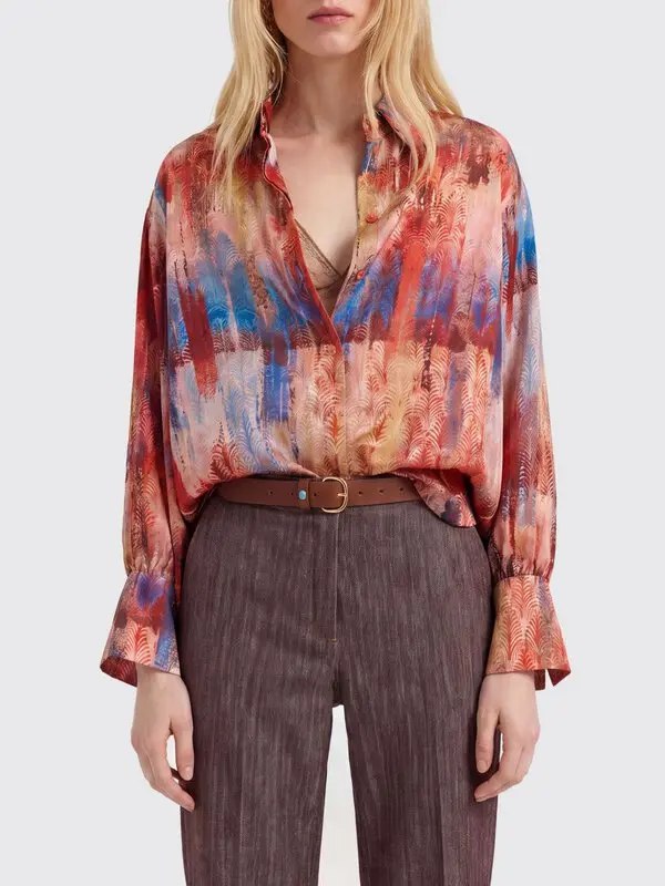 Momoni Silk Floral Print Shirt - Fuchsia