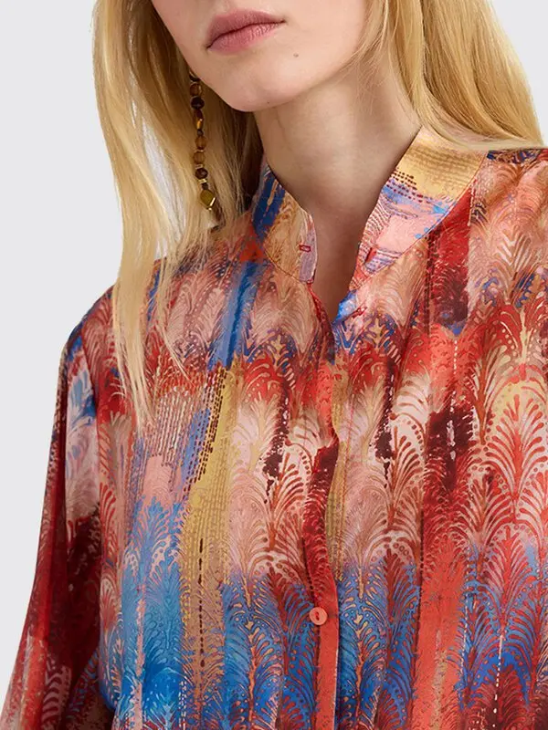 Momoni Silk Floral Print Shirt - Fuchsia