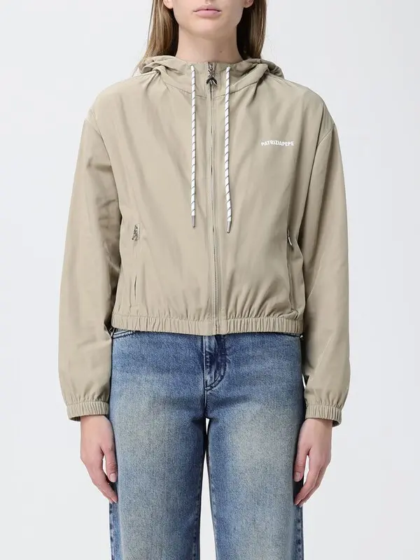 Patrizia Pepe Short Hooded Windbreaker Jacket - Beige