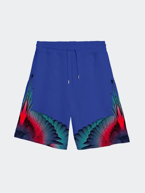 COUNTY OF MILAN Cotton Printed Knee Length Shorts - Gnawed Blue