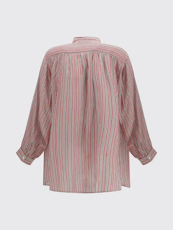 Isabel Marant Étoile Striped Cotton Shirt With Mandarin Collar And Dropped Shoulders