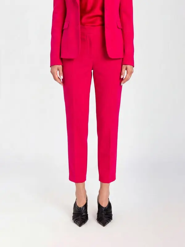 TWINSET Stretch Viscose Crêpe Cropped Skinny Pants - Fuchsia