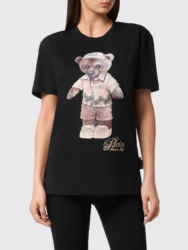 Philipp Plein Cotton T-shirt With Teddy Bear Graphic - Black