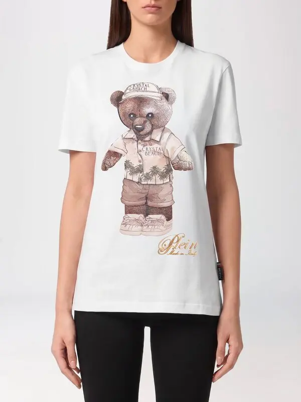 Philipp Plein Cotton T-shirt With Teddy Bear Graphic - White