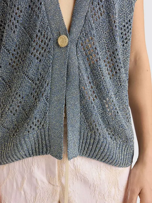 Momoni Viscose And Lurex Openwork Cardigan