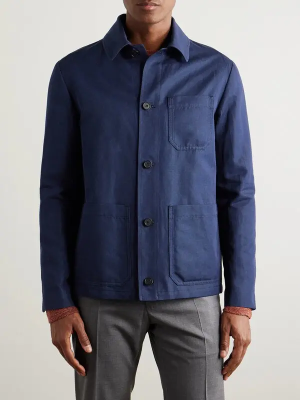 SLOWEAR Incotex Venezia 1951 Cotton Linen-blend Twill Chore Jacket - Blue