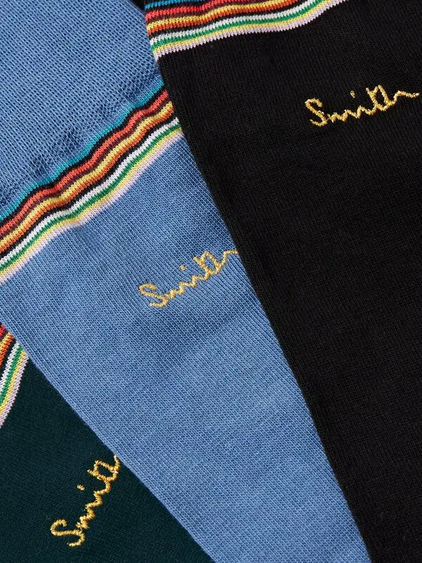 Paul Smith Three-pack Striped Cotton-blend Socks