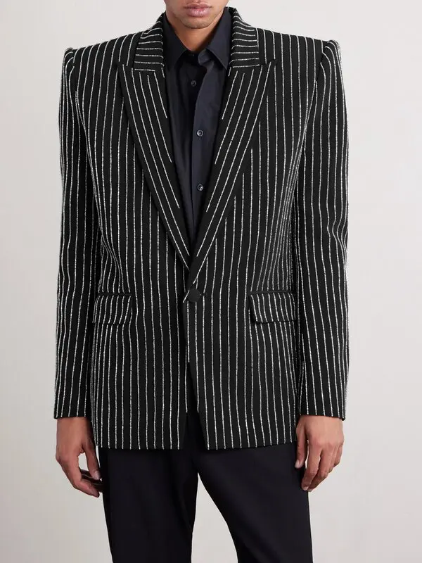 Balmain Bead-embellished Woven Blazer