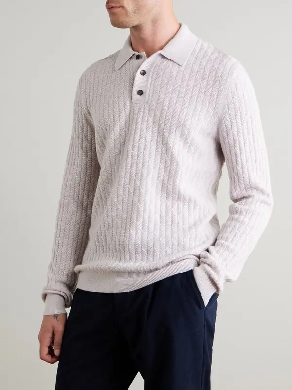 Mr P. Textured Wool And Camel-blend Polo Shirt