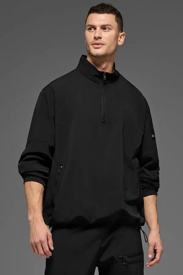 Alo Yoga Light Weight Takeaway Track Pullover Top - Black