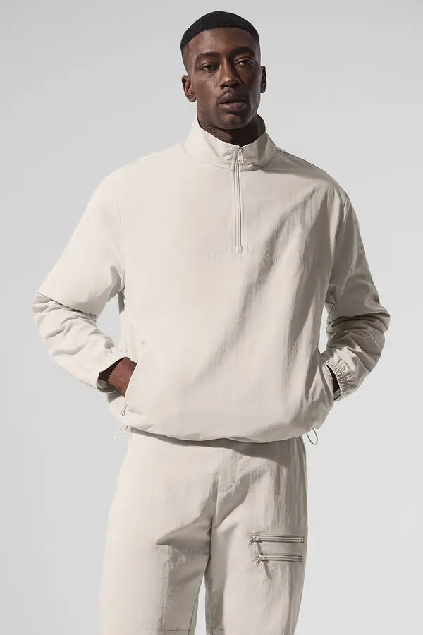 Alo Yoga Light Weight Takeaway Track Pullover Top - Bone