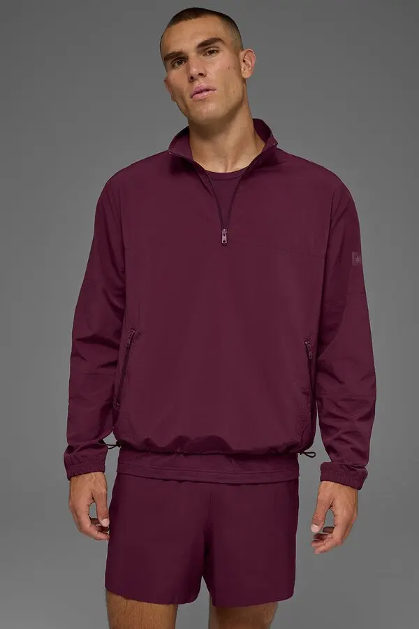 Alo Yoga Light Weight Takeaway Track Pullover Top - Burgundy