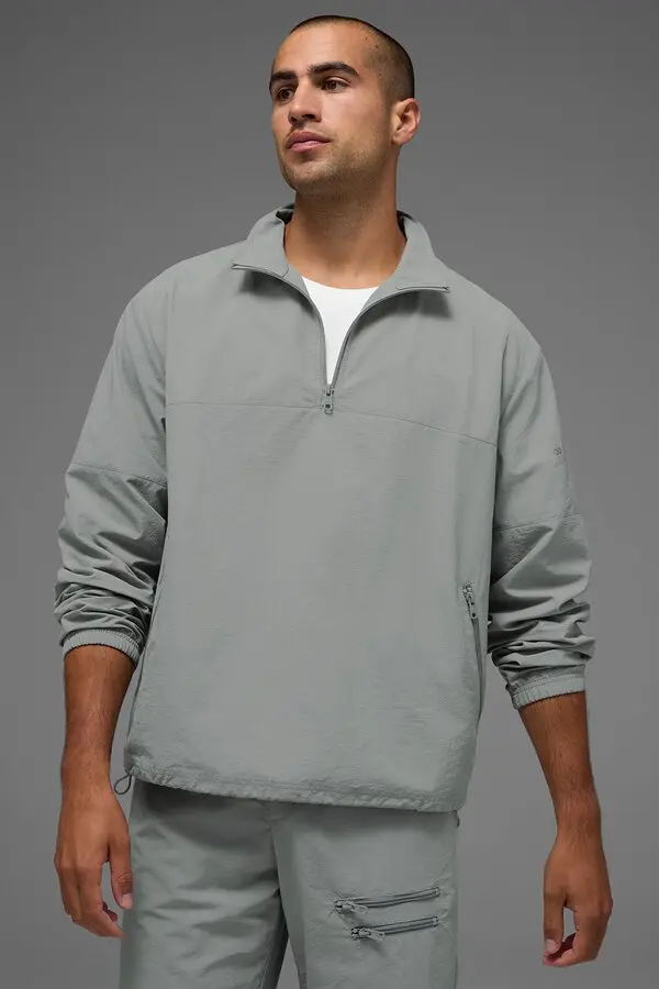 Alo Yoga Light Weight Takeaway Track Pullover Top - Lunar Grey