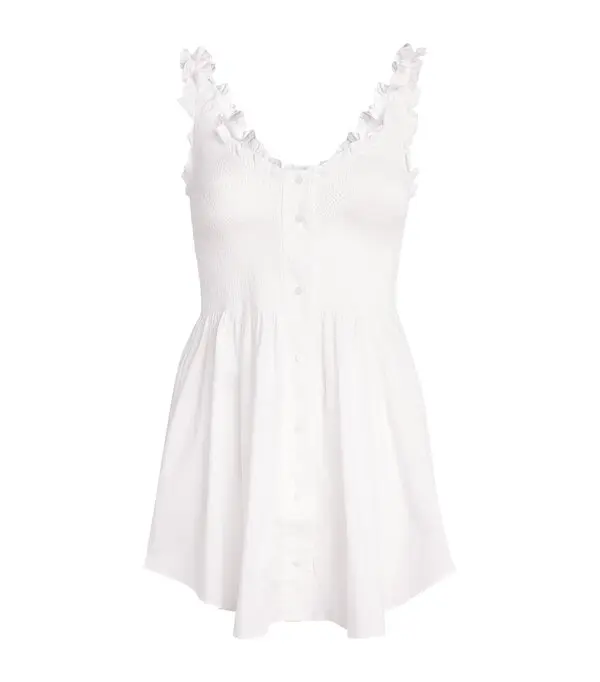 SKIMS Cotton-blend Smocked Mini Dress - White
