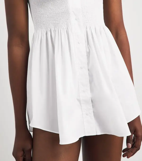 SKIMS Cotton-blend Smocked Mini Dress - White
