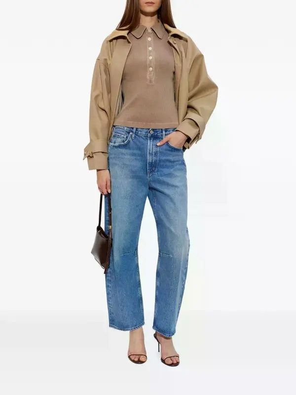 Citizens Of Humanity Brea Ribbed Long-sleeve Polo Top - Neutrals