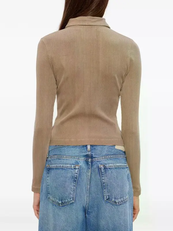 Citizens Of Humanity Brea Ribbed Long-sleeve Polo Top - Neutrals