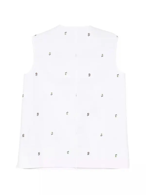 LESS Floral Embroidered Vest - White