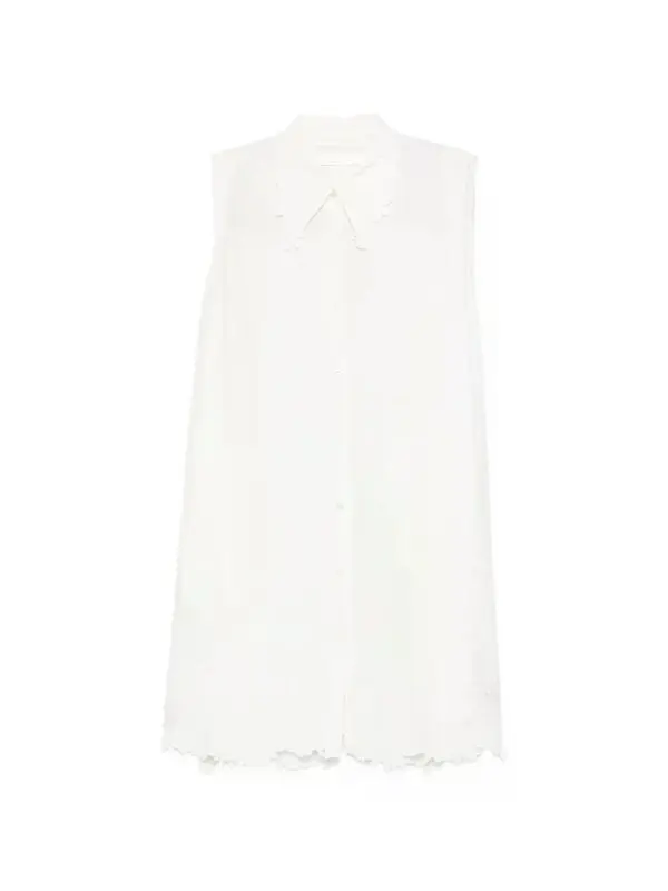 JNBY Embroidered Scalloped Shirt Dress - Neutrals