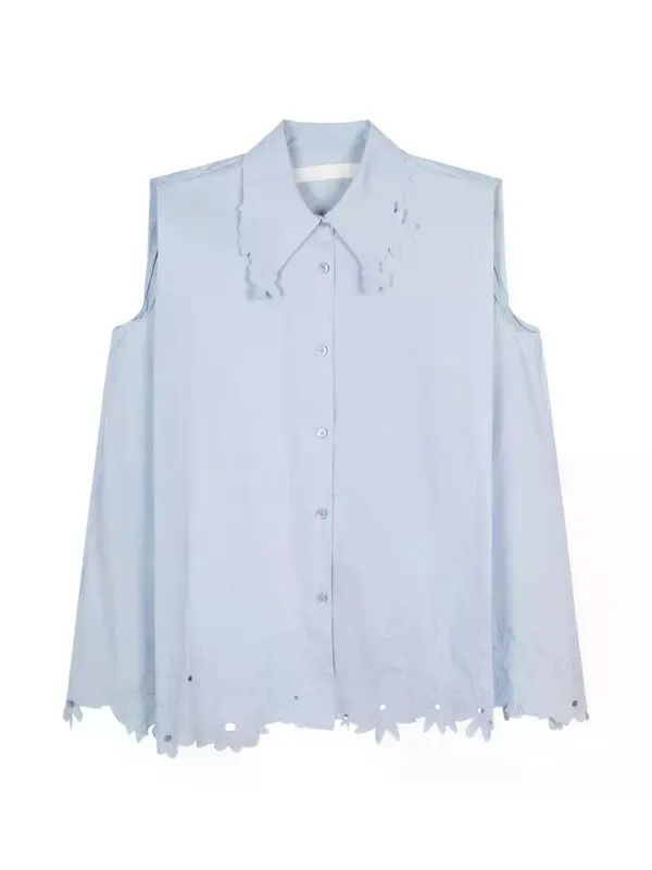 JNBY Floral Embroidered Sleeveless Shirt - Blue