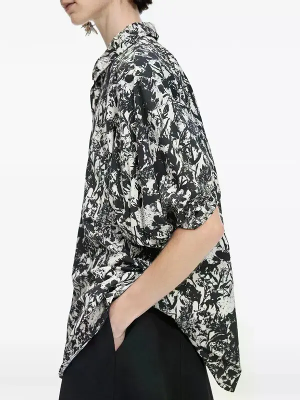 JNBY Floral Print Gathered Shirt - Neutrals