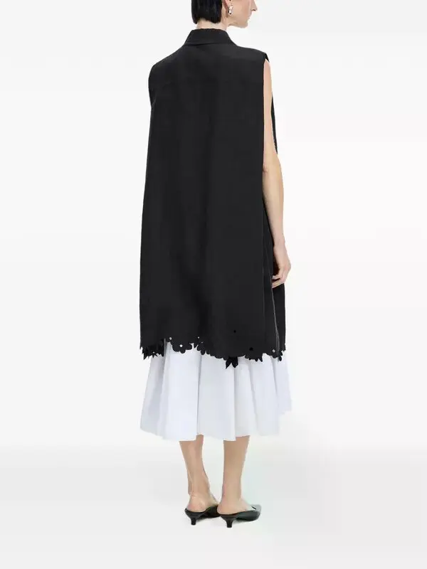 JNBY Floral Embroidered Crinkled Finish Shirt Dress - Black
