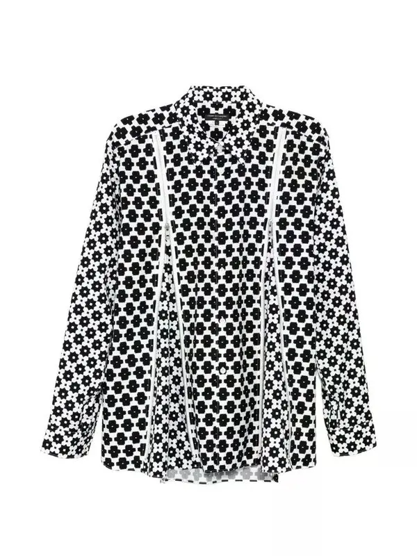 Comme Des Garçons Geometric-print Zip-detail Shirt - Black