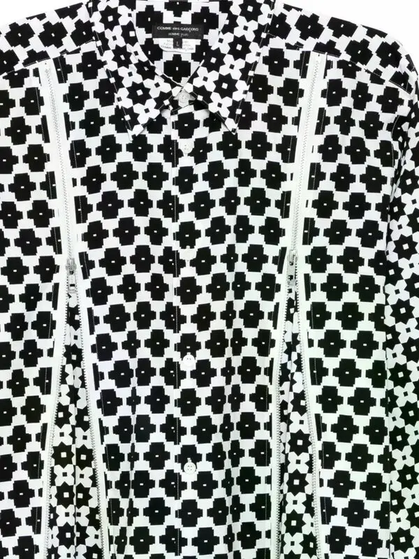Comme Des Garçons Geometric-print Zip-detail Shirt