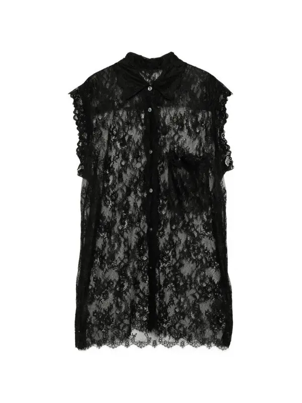 JNBY Sheer Floral Lace Shirt - Black