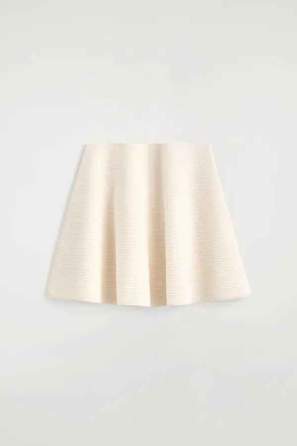 Cos Knitted Flared Mini Skirt - White