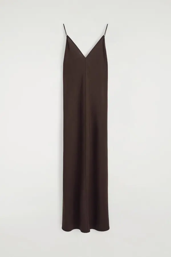 Cos V-neck Midi Cami Dress - Brown