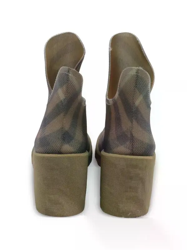 Burberry Check Print Transparent Finish Block Heel Boots