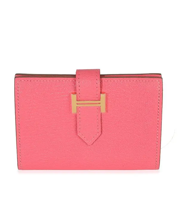 Hermès Bearn Wallet Leather Wallet - Pink