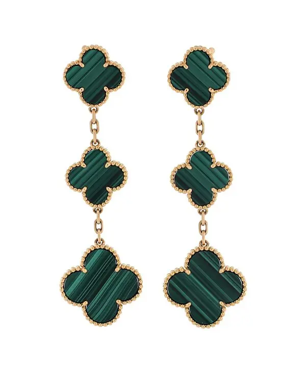 VAN CLEEF & ARPELS Magic Alhambra 3 Motifs Earrings 18k And Malachite - Gold