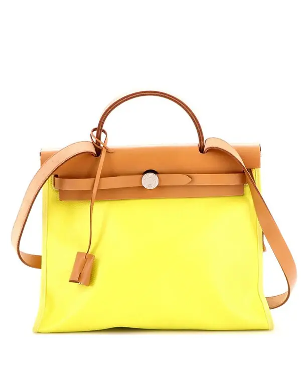 Hermès 31 Herbag Zip Berline Vache Canvas And Leather - Yellow