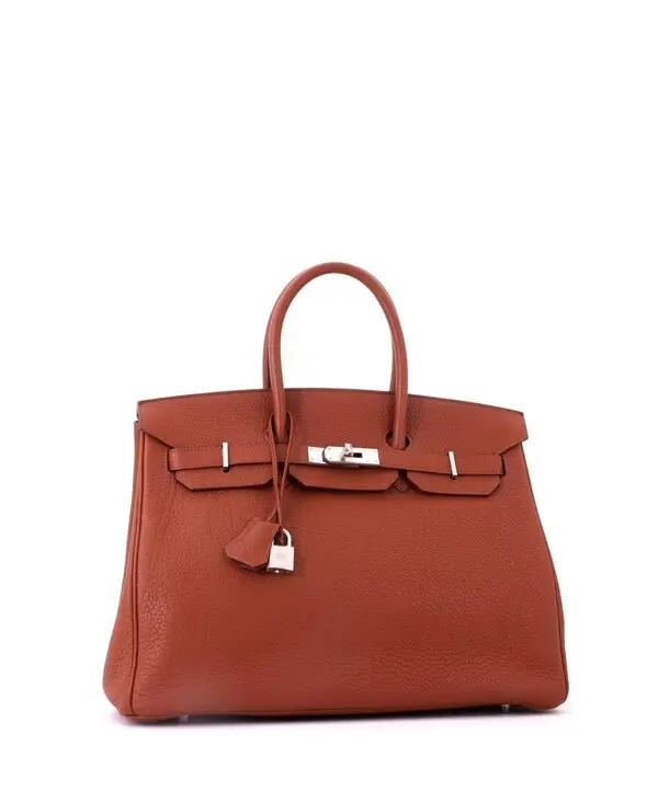 Hermès Birkin 35 Handbag Brown Fjord With Palladium Hardware - Sienne