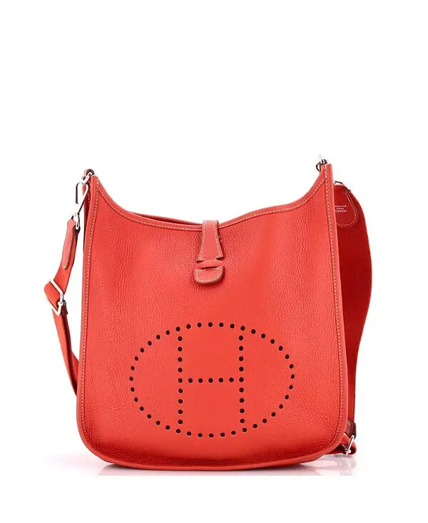 Hermès Evelyne Bag Gen Iii Clemence Leather Shoulder Bag - Orange